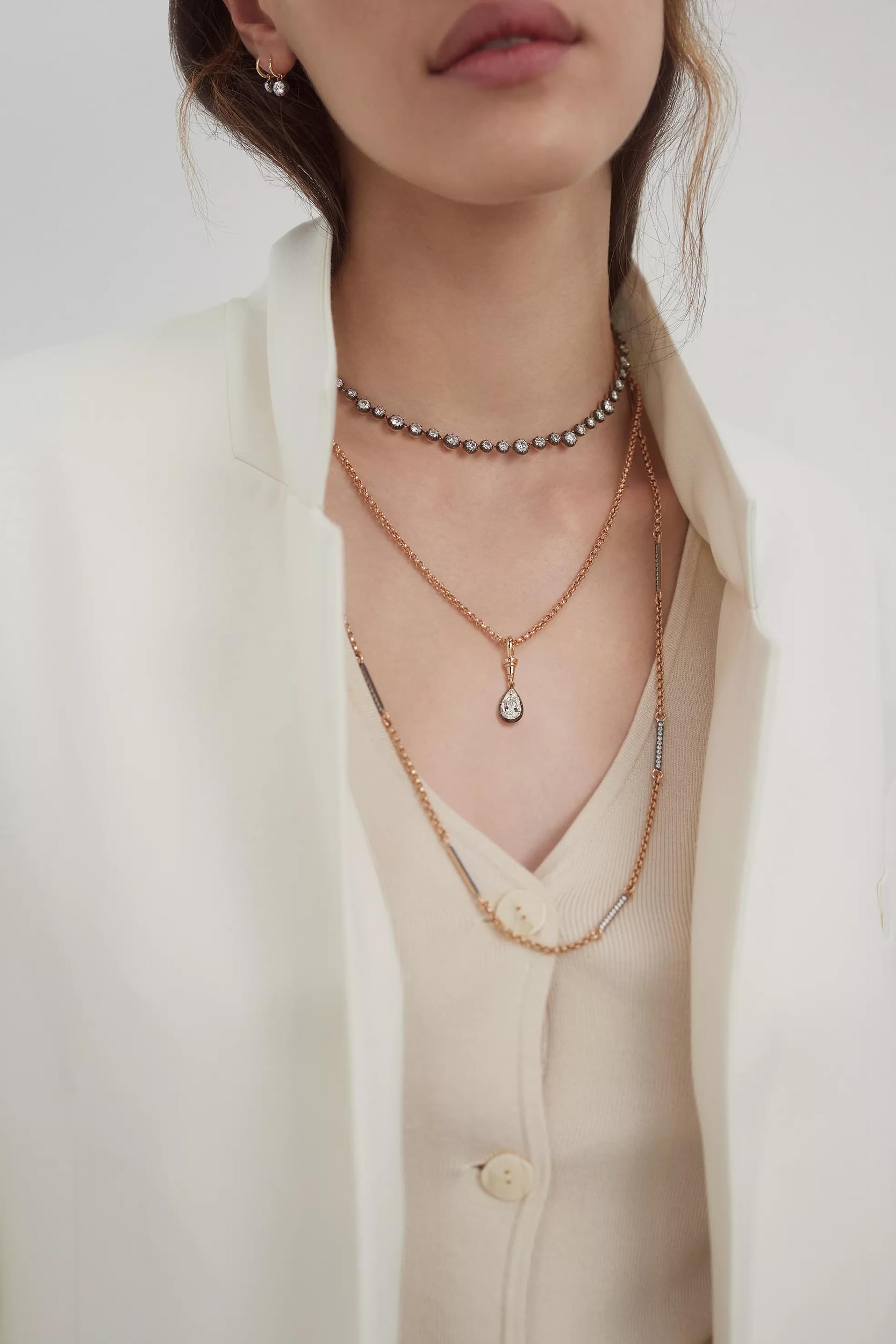Signature Necklace - Diamond Button Back Necklace | Simon James